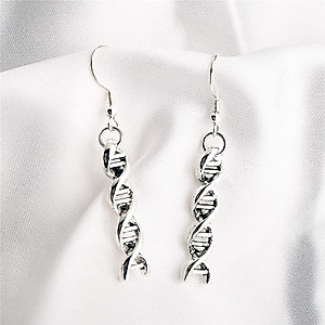 DIYANMMY 4 Pairs Unique Charm Electroplating Alloy Earrings Fashion Individual Bottle Hexagonal Gene Sequence and Microscope Earrings Punk Simulation Gift (4PAIR Alloy Earrings)