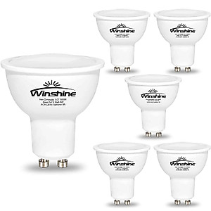 winshine GU10 LED Bulb, 50W Halogen Equivalent, 5000K Daylight, GU10 Light Bulbs Halogen Replacement for Track Lighting, MR16 Shape 2 Prong Base, 120°Beam Angle 550LM 120V CRI85+ Non-Dimmable 6 Pack