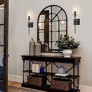 ZSMIHDOH Modern Wall Sconces Set of 2, Black Bathroom Vanity Light, Indoor Wall Sconces for Bedroom Living Room Hallway (Black - 2 Pack)