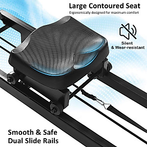 GYMAX Water Rowing Machine, Water Rower with Adjustable Resistance & LCD Display, Easy-Transportation Rower for Whole Body Exercise Cardio Training (Water Resistance)