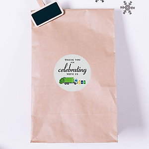 MAGJUCHE Garbage Trash Truck Party Thank You Stickers, Boy Birthday Party Supplies, Sticker Labels for Favors, 2 Inch Round, 40-Pack