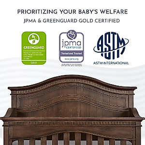 Evolur Cheyenne 5-in-1 Full Panel Convertible Crib in Antique Brown, Greenguard Gold Certified