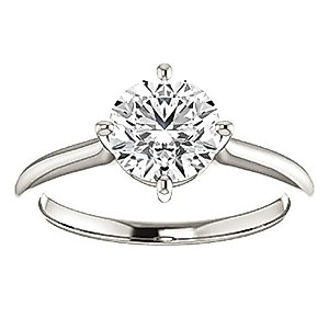 10K Solid White Gold Handmade Engagement Ring 1.50 CT Round Cut Moissanite Diamond Solitaire Wedding/Bridal Ring Set for Women/Her, Lovely Ring Gift for Wife