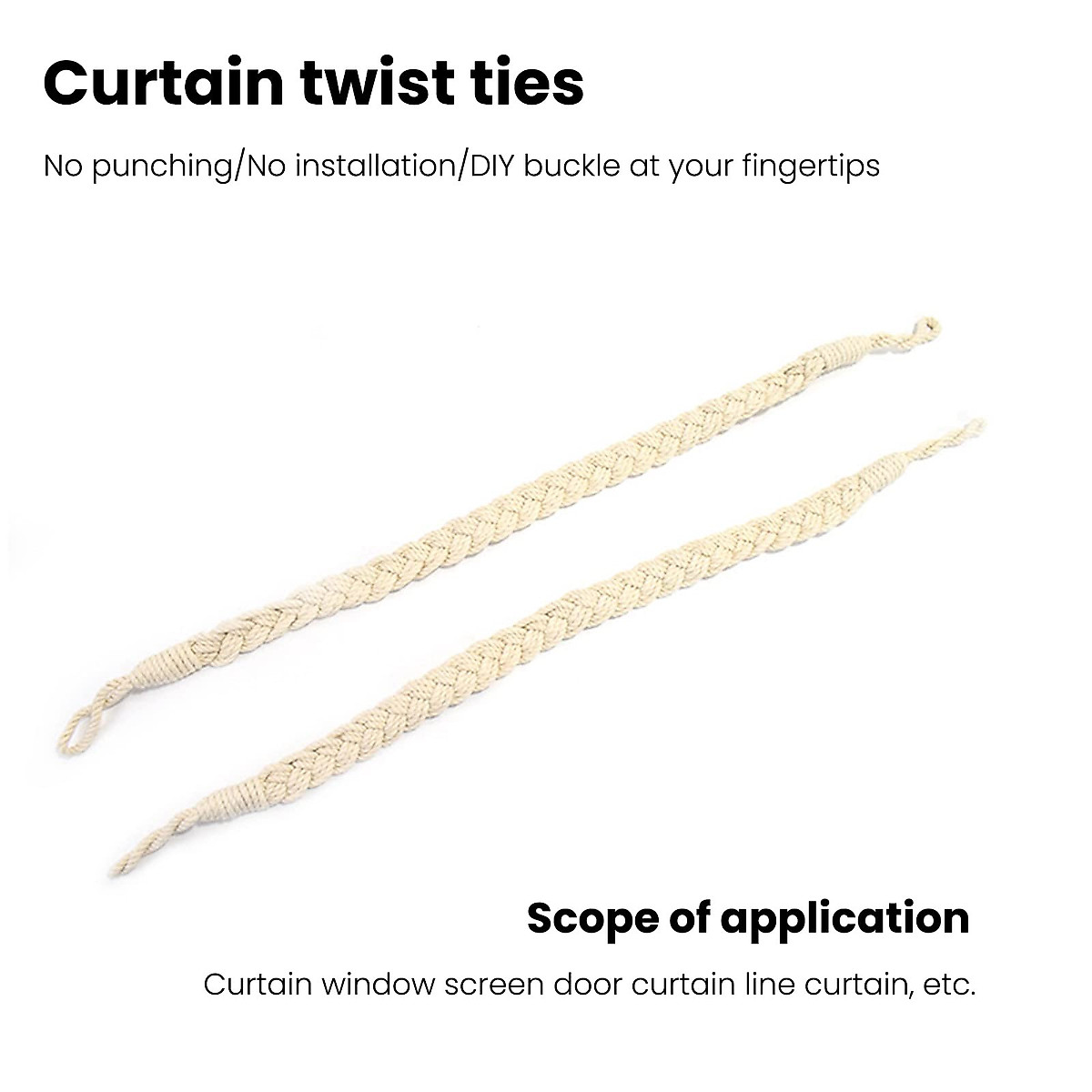 Set of 4 Woven Curtain Ties Beige Strong Magnetic Curtain Tiebacks Rope Decorative Curtain Tie Backs Magnetic Curtain Holders for Drapes Window Treatment Holdbacks