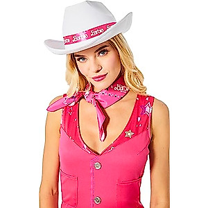 InSpirit Designs Adult Barbie and Ken Cowboy or Cowgirl Hat | Officially licensed | White Cowboy Hat | Interchangeable Barbie and Ken Ribbons