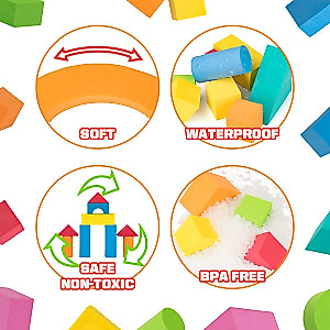 UNIH Building Blocks for Toddlers 1-3, Foam Blocks Toys Soft Blocks Toys Set for 1 2 3 4 Year Old Boy Girls (46PCS)