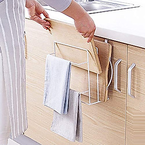 Connoworld Double Layer Kitchen Cabinet Iron Shelf Chopping Board Storage Rack Towel Holder Black