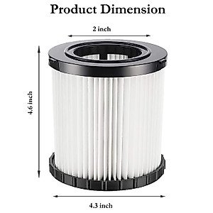 2 Pack DCV5801H Wet/Dry Vacuum HEPA Replacement Filter Compatible with DeWalt DCV580 & DCV581H, Reusable and Washable