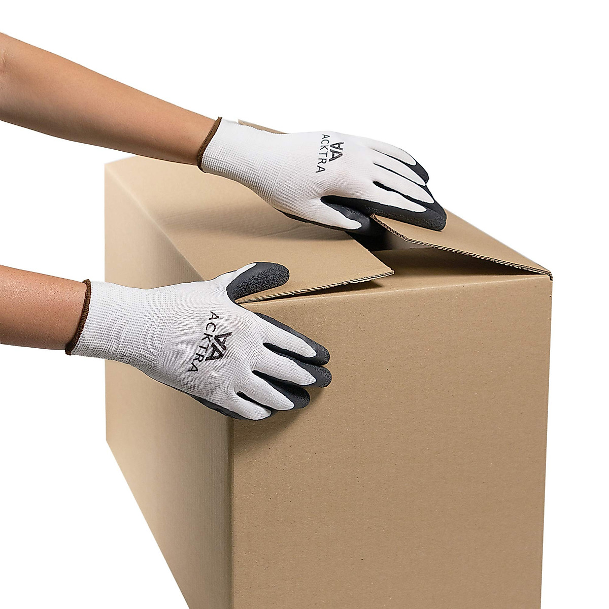 ACKTRA Coated Nylon Safety WORK GLOVES 12 Pairs, Knit Wrist Cuff, Multipurpose, for Men & Women, WG008 Black Polyester, Black Latex, Medium