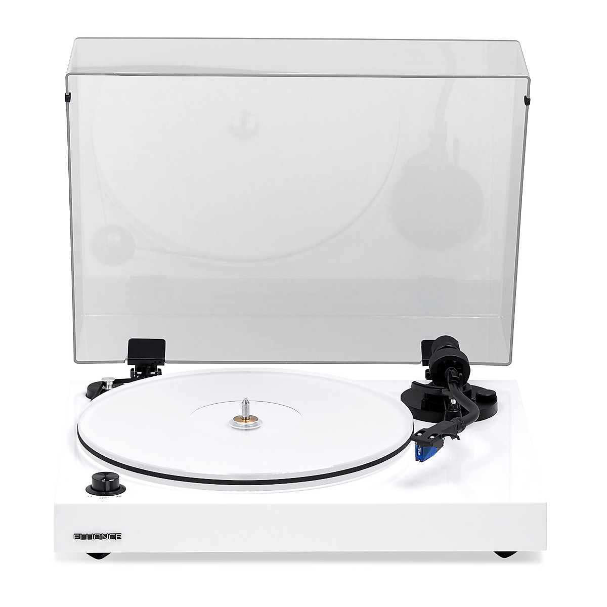 Fluance RT85 Reference High Fidelity Vinyl Turntable Record Player with Ortofon 2M Blue Cartridge, Acrylic Platter, Speed Control Motor High Mass MDF Wood Plinth Vibration Isolation Feet - Piano White