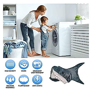 Siaowei Shark Blanket Sleeping Bag Super Soft Cozy Flannel Hoodie Shark Tail Wearable Fleece Throw Blanket Adult Kids Cosplay Shark Costume Shark Gifts (M Fits Heights Less Than 4'5")