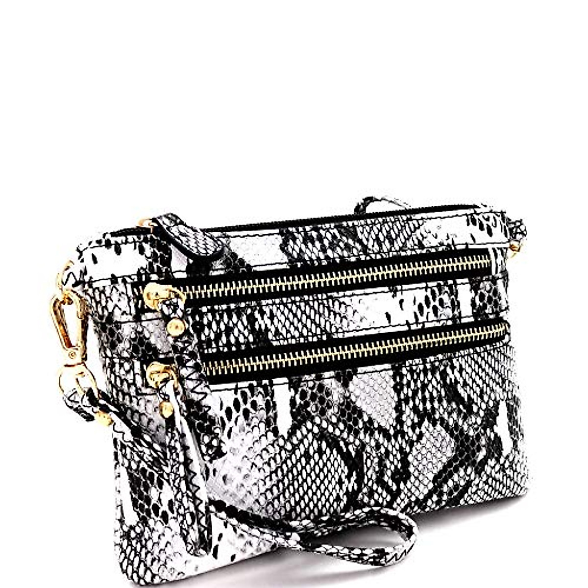 Multi Pocket Soft Faux Leather Wristlet Small Wristlet Crossbody Bag for Travel (1Snake Multi Blue)