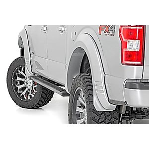 Rough Country SF1 Fender Flares for Ford F-150 (2021-2024) - Sharp Off-Road Style, Extra Tire Coverage, UV-Resistant ABS, Easy Bolt-On, Flat Black (Set of 4)