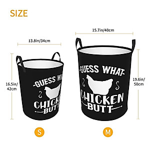 Guess Whats Chicken Butt Clothes Hamper Dirty Clothes Storage Basket Foldable with Handles Laundry Basket, for Bedroom, Bathroom Small