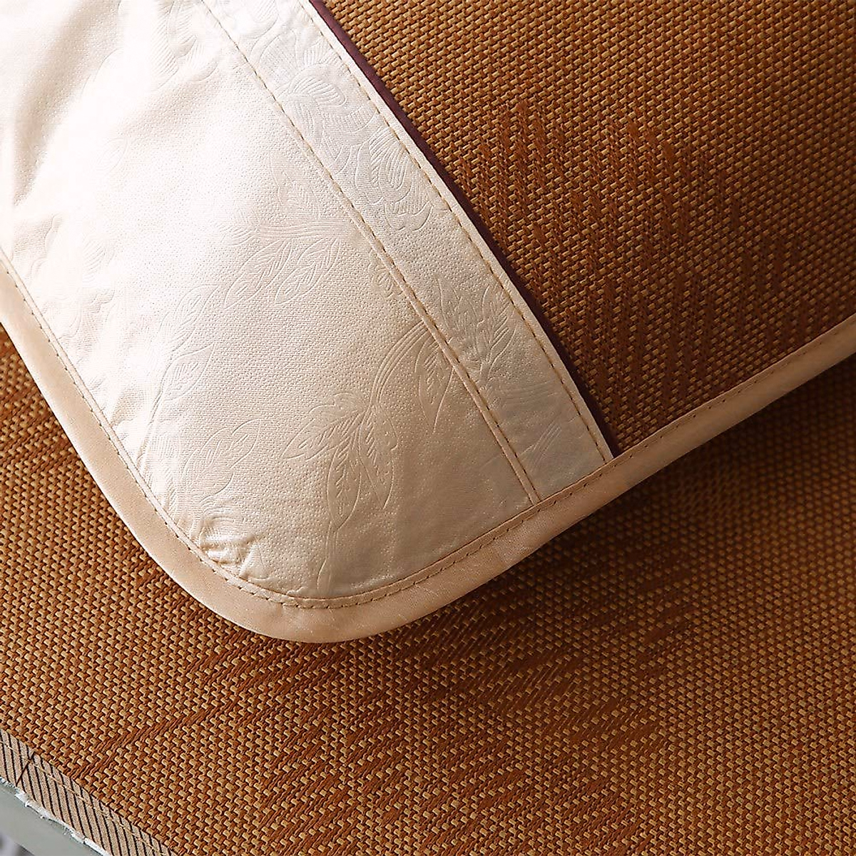 Rattan Cooling Summer Sleeping Pad Home Textile Sleeping Mat Grid Fitted Sheet Summer Cool Bed Cover & Pillow Shams Set(90 * 195cm)