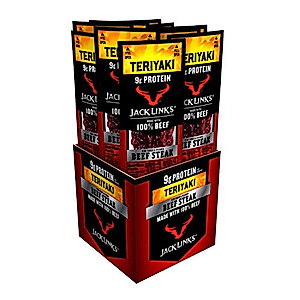 Jack Link’s Premium Cuts Beef Steak, Teriyaki, Great Snack with 9g of Protein and 9g of Carbs per Serving, Made with Premium Beef, 1 Ounce (Pack of 12)