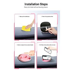 Loncaster Car Phone Holder, Pink & Purple Car Phone Mount Silicone Car Pad Mat for Various Dashboards, Slip Free Phone Stand Compatible with iPhone, Samsung, Android, GPS Devices and More