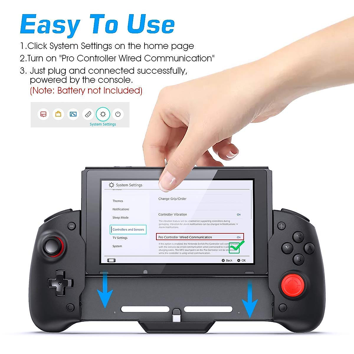OIVO Controller Compatible with Nintendo Switch Handheld Mode, with Buit-in Upgraded PD Chip, Comfortable & Ergonomic Controller with 6 Gyro Axis, Double Motor Vibration (Renewed)