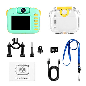 1080P Kids Camera, Underwater kids Waterproof Camera Kids Digital Camera Gifts for Boys Girls Age 3-13 HD Mini Children Camcorder 2.4 Inch IPS Screen with 32GB Card and Soft Silicone Case
