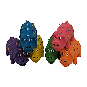 Hoiasem 6 Pack 4 Inch Mini Latex Dog Squeaky Toys Polka Dot Piglet Pig Dog Toy for Mimi Small Dogs