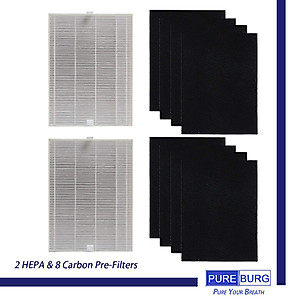 PUREBURG AP-1216L Replacement True HEPA Filter Set Compatible with Coway AP-1216L Tower Mighty Air Purifier,H13 Activated Carbon Pre-Filters