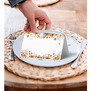 Thanksgiving Place Cards (3.5 x 2 in) 25 pcs, Table Name Cards for Thanksgiving Party, Seating Name Cards, Food Labels, Scored for Easy Folding, Thanksgiving Party Supplies, Fiesta Party - SJK003