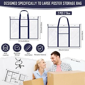 Windyun 2 Pcs Large Poster Storage Bag 48 x 36 Inches 31.5 x 25.5 Inches Bulletin Board Holder Classroom Organization and Storage Poster Storage Container Art Portfolio Case(Blue)