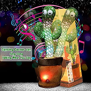 Emoin Dancing Cactus Baby Toys 6 to 12 Months, Talking Cactus Toys Repeats What You Say Baby Boy Toys, Dancing Cactus Mimicking Toy with LED English Sing Talking 15 Second Voice Recorder Musical Toys