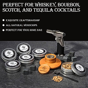 Back Barrel Smoked Cocktail Kit - Premium Whiskey Smoker Kit with Smoker, Smoking Torch, Natural Wood Chips, Whiskey Stones, Recipe eBook - Bourbon Smoker Kit, Smoked Old Fashioned Kit (No Butane)