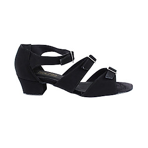 Very Fine Dance Shoes - Ladies Practice, Cuban Low Heel Ballroom Dance Shoes - 1679-1.5-inch Heel and Foldable Brush Bundle - Black Nubuck - 7.5