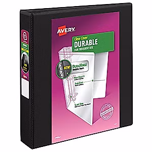 Avery Durable View 3 Ring Binder, 1-1/2 Inch Slant Rings, 1 Black Binder (17021)
