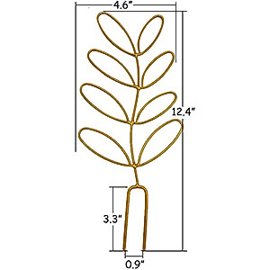 Small Trellis for Potted Plants Wrought Iron Leaf Shape Garden Trellis for Indoor Outdoor Decorative Climbing Plants Support Trellis for Vines Roses (Gold)