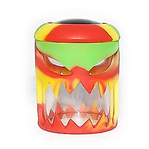 Singlenett Silicone Halloween Eye Glass Herb Jar (80ml) Leaf Stash Container with Air Tight and Smell Proof Seal (Red, Green, Yellow)
