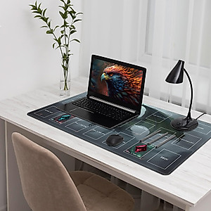 Playmat for OCG, Game Play Mat for TCG CCG 24 x 14 inch with Non-Slip Rubber Base and Stitched for Board Games and Table Magic, Green Dragon