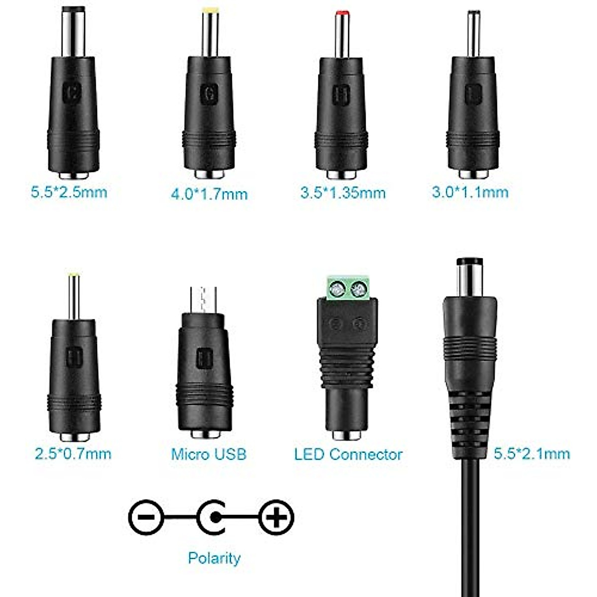 BOLWEO Universal 5v 2a Power Supply Adapter,AC to DC Adapter with 7 Tips Connector DC Plugs Adapter for TV Box, Security Camera, LED Strip Lights, Audio/Video and More 5v Household Electronic Devices
