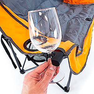 Creative Outdoor Distributor Luxury Camp Chair, Steel Frame & Polyester Fabrics, Folds Compact, Storage Bag Included (Wine Holder + 2 Person, Orange)