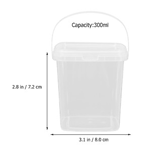 Freezer Storage Containers with Lids and Handle, 300ml Clear Plastic Storage Bucket Containers, Clear Storage Case Ice Cream Bucket Meal Prep Containers for DIY Art Craft, Pigment, Small Tools,50 Pack