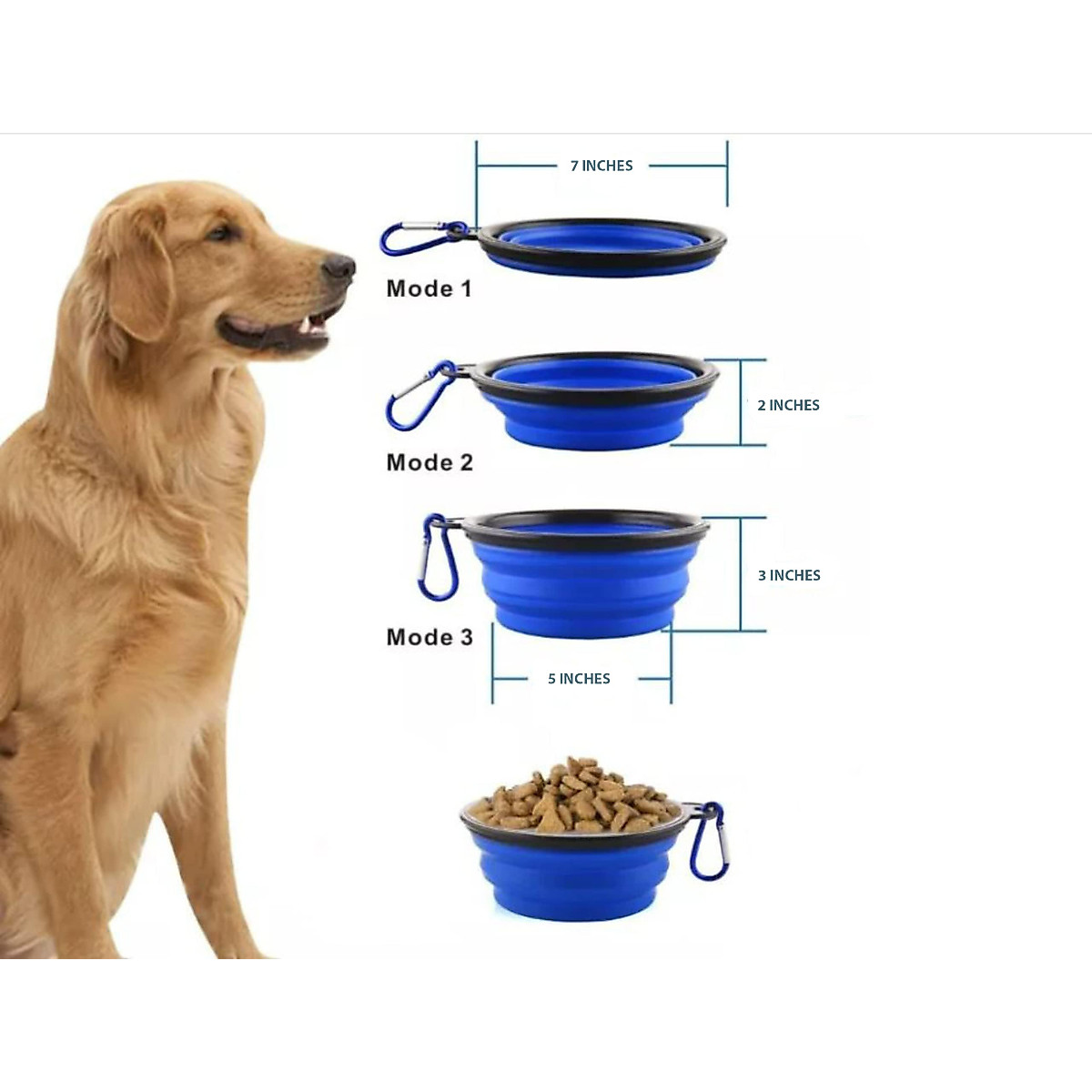 XL Collapsible Dog Food and Water Bowls with Bone-Shaped Waste Bag Holder, Includes 300 Biodegradable Bags - Set of Two 40 Oz Pet Feeding, Watering Bowls for Traveling, Camping, Hiking, and Kennel