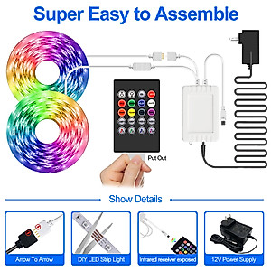 LED Strip Lights - 100FT Led Light Strips, Music Sync Color Changing Led Strip Lights, Bluetooth Led Strip Lights with Remote, 5050 LED Strip Lights for Bedroom,Home Pary and Decoration (100FT)