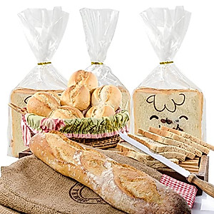 Hallowmas Treat Bags, Plastic Bread Bags for Homemade Bread Gift Giving, 12'' x 8'' Bread Loaf Storage Bags, Cello Bags for Halloween Gifts with Ties for for Home Bakers and Bakery Owners