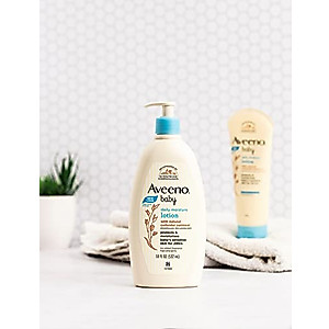 Aveeno Baby Daily Moisture Moisturizing Lotion for Delicate Skin with Natural Colloidal Oatmeal & Dimethicone, Hypoallergenic, Fragrance-, Phthalate- & Paraben-Free, 18 fl. oz (Package may vary)