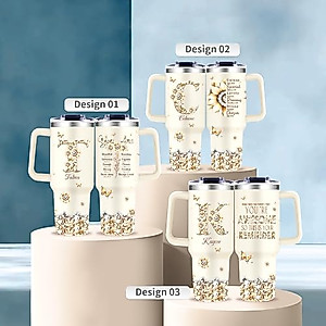 Personalized Sunflower Birthday Gifts for Women, Monogrammed 40oz Customized Tumblers Gifts with Initial Name for Grandma Mom Aunt Sister on Mothers Day, Custom Name Cups Gift for Her Female,08