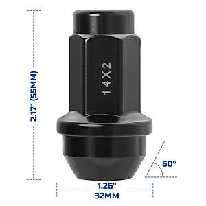 Lichamp 24pcs OEM Lug Nuts 14x2.0 Black Original Factory Cone Seat Style M14x2.0 Lugnuts Compatible with 2000-2014 Ford F150 Expedition Lincoln Navigator Wheel Tire Accessories