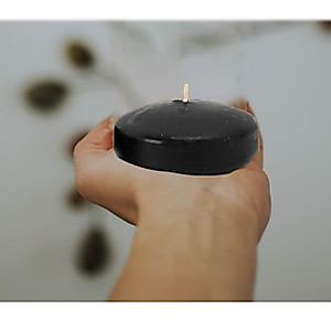 CandleNScent Unscented Floating Candles | Large 3 Inch - Fits in 3 Inch Vase and Above | Black | Floats On Water | Pack of 12