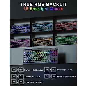 GOYIGO Mechanical Keyboard Clicky Blue Switches,75% TKL RGB Backlit Gaming Keyboard,Full Keys Anti-ghosting Programmable,USB-C Wired Computer Keyboards for PC/Mac,Black