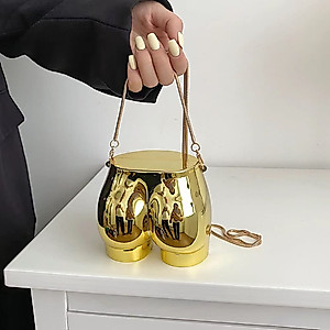 Body Shaped Shoulder Bags Crossbody Bag Purses Handbags Evening Clutch Purse Metal for Women Girls Cocktail Party Club Bling Bling Golden Hip