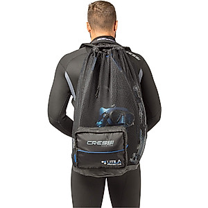 Cressi Heavy Duty Mesh Backpack 85 liters Capacity for Snorkeling, Water Sport Gear | Utila: designed in Italy, Black, One Size (UB937000)