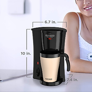 BLACK+DECKER Brew 'n Go Personal Coffeemaker with Travel Mug, Black/Beige, DCM18