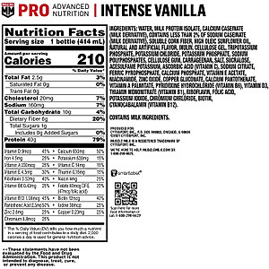 Muscle Milk Pro Advanced Nutrition Protein Shake, Intense Vanilla, 14 Fl Oz Bottle, 12 Pack, 40g Protein, 1g Sugar, 16 Vitamins & Minerals, 6g Fiber, Workout Recovery, Packaging May Vary
