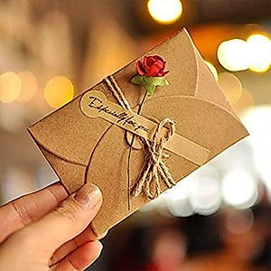 JOHOUSE Holiday Cards Dried Flowers Greeting Cards, 50PCS Handmade Vintage Kraft Blank Note Card Thank Notes, Mothers Day Cards Bulk, Happy Spring Cards